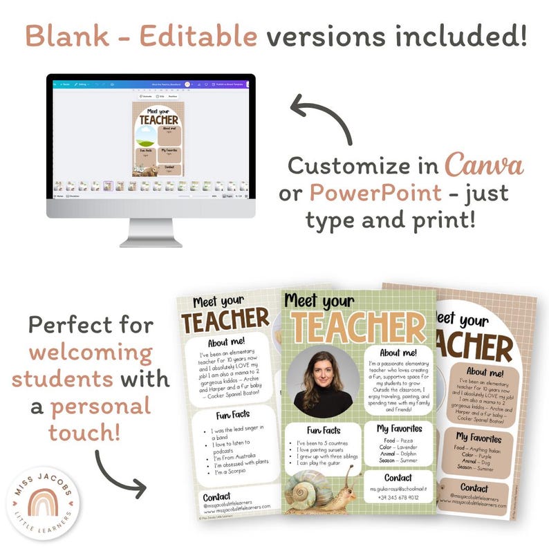 Woodland Meet the Teacher Template, Editable Back to School Teacher ...