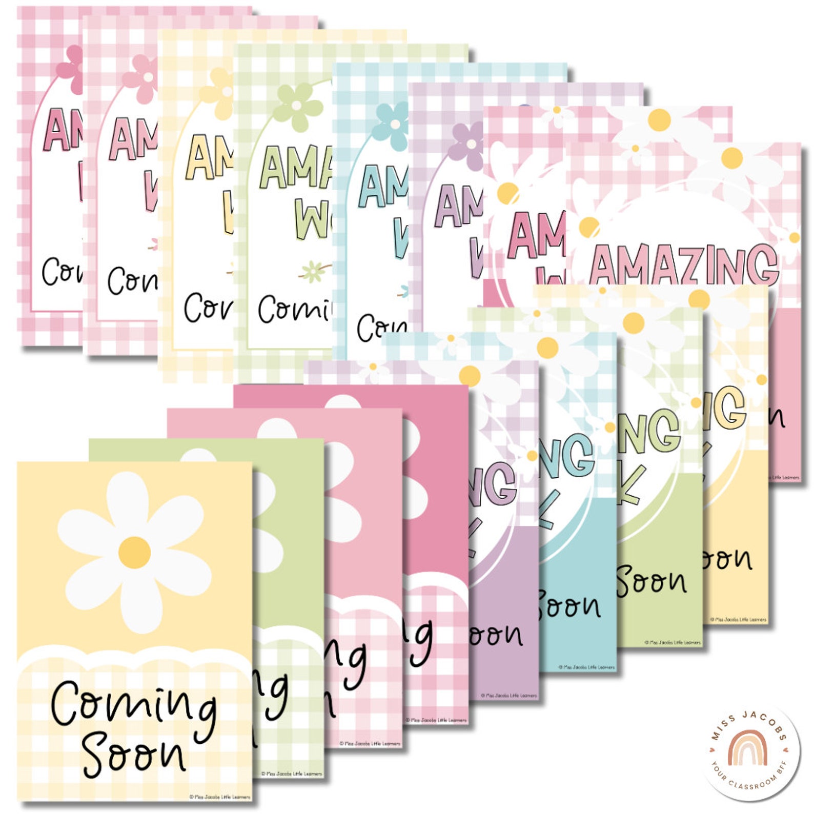 Amazing Work Coming Soon Posters | Daisy Gingham Pastels Classroom ...