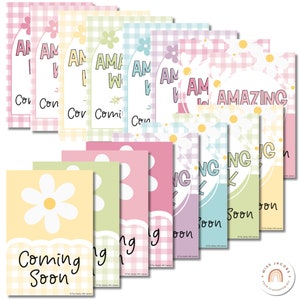 Amazing Work Coming Soon Posters | Daisy Gingham Pastels Classroom ...