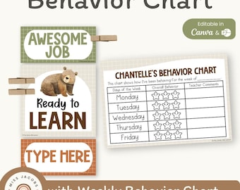 Woodland Behavior Clip Chart, Editable SEL Behavior Tracker, Nature ...