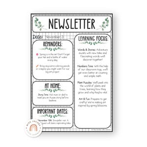 Newsletter Template for Teachers, Editable Weekly & Monthly Parent ...