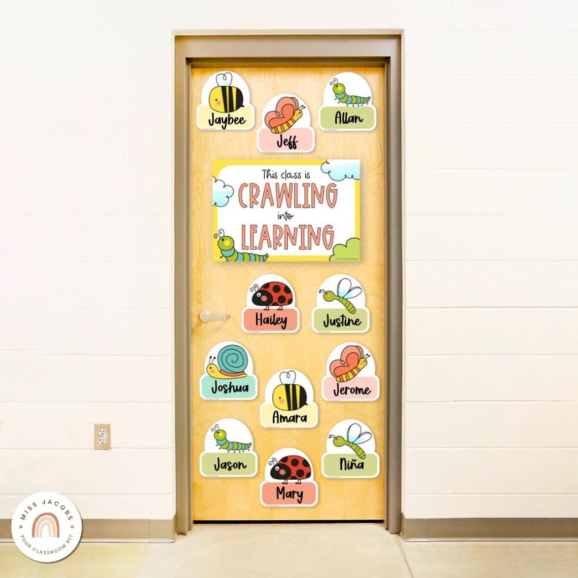 Spring Insect Door Display for Classroom, Editable Welcome Signs + Name ...