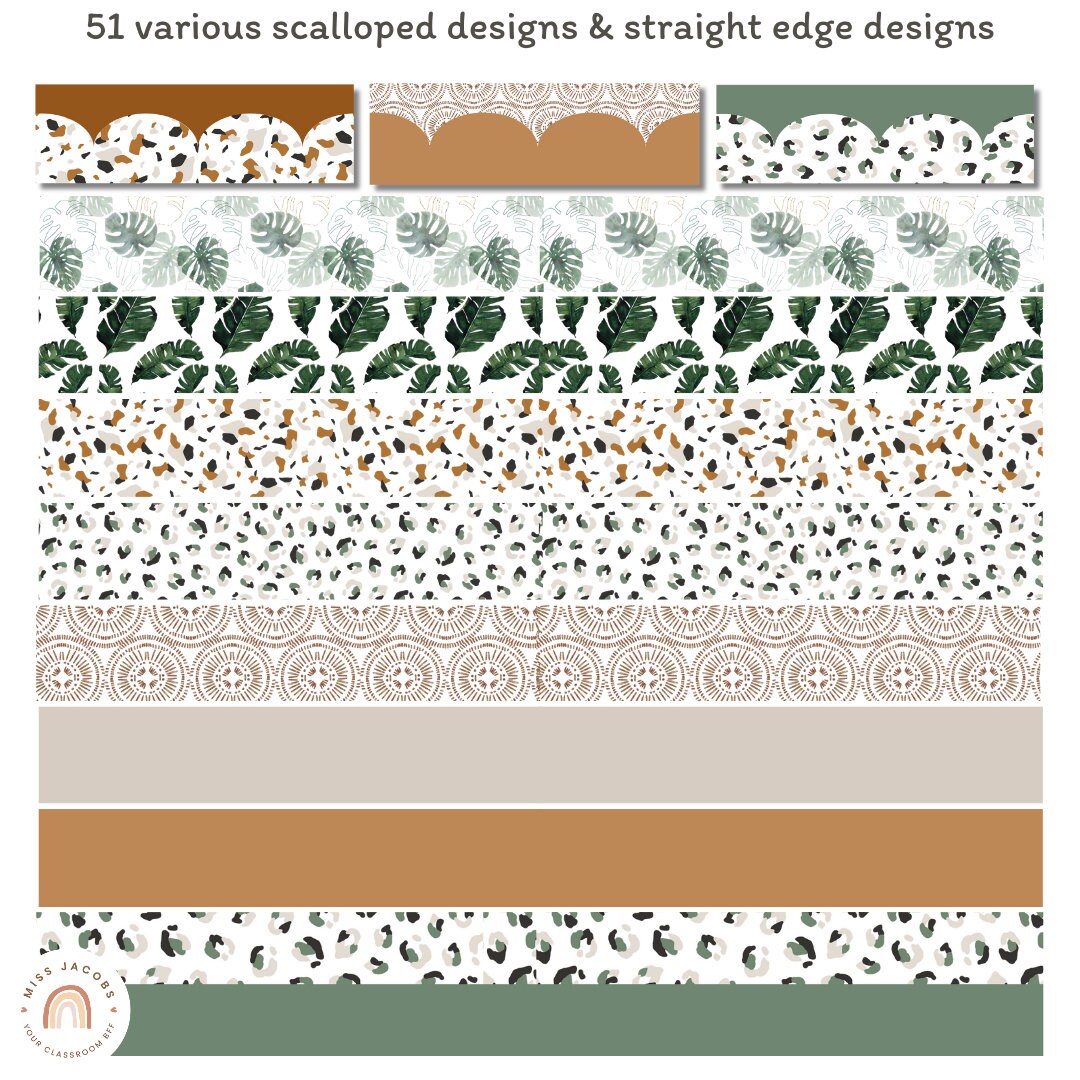 Bulletin Board Borders | Modern Jungle Classroom Decor | Printable ...