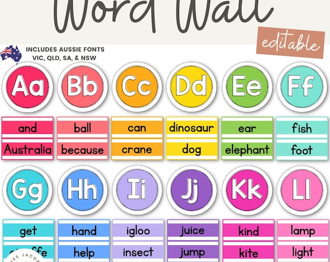 Printable Calm Colors Word Wall Labels, Word Wall Banners, Alphabet ...