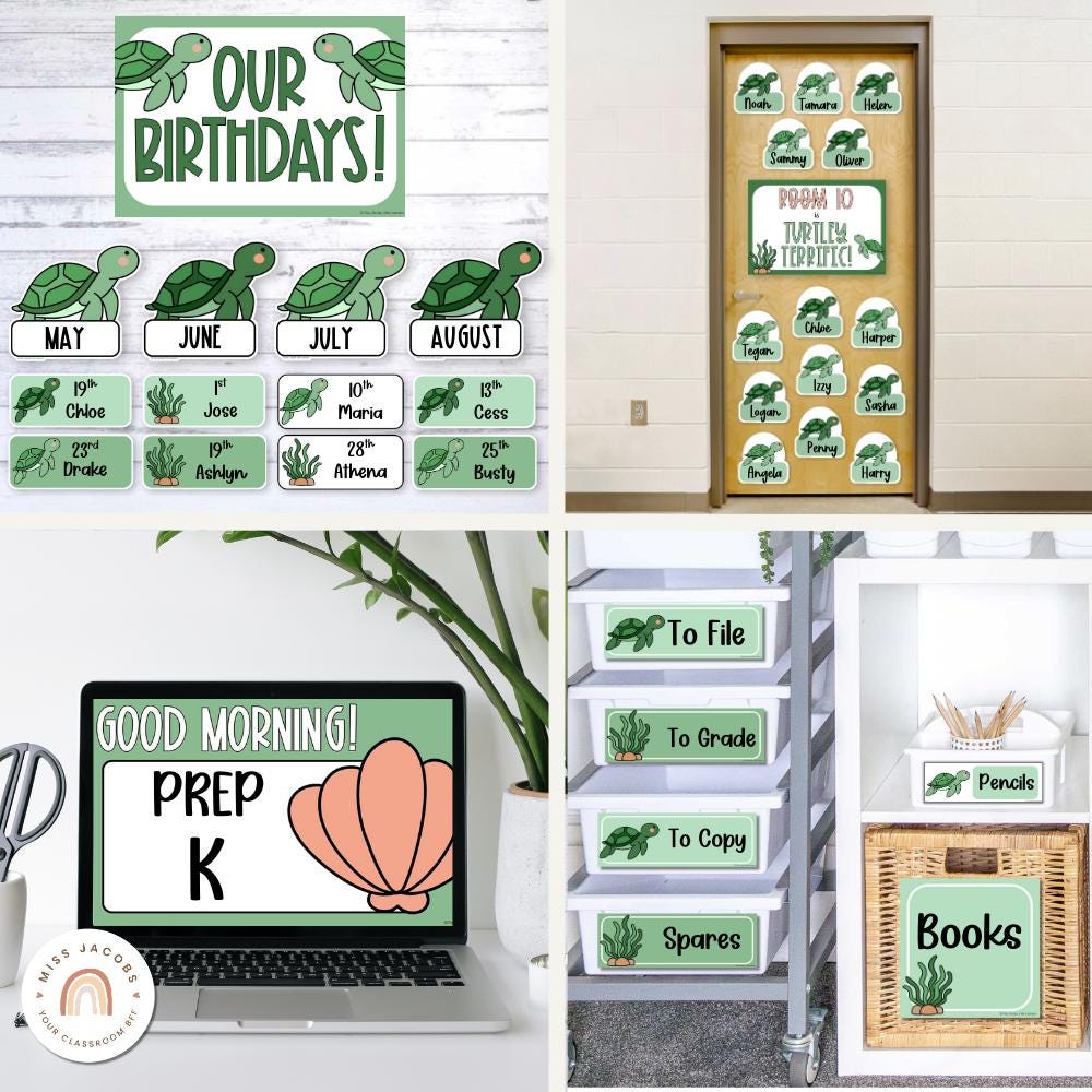 Sea Turtle Classroom Essentials Decor Bundle, Editable Teacher Must ...