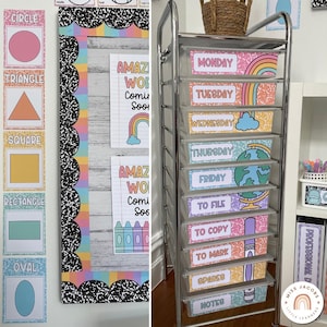 Cutesy Classroom Decor Bundle, Bright Rainbow Composition Notebook ...