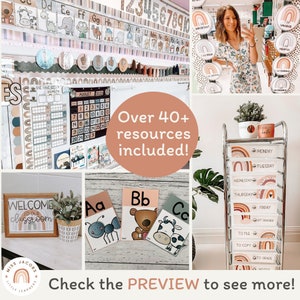 BOHO RAINBOW Classroom Decor Bundle | Editable | Neutral Rainbow ...