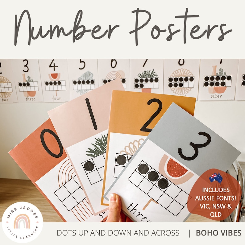 BOHO VIBES Number Posters Ten Frames Desert Neutral - Etsy