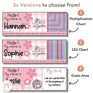 Student Name Tags & Goals Desk Plates | Daisy Gingham Pastels Classroom ...