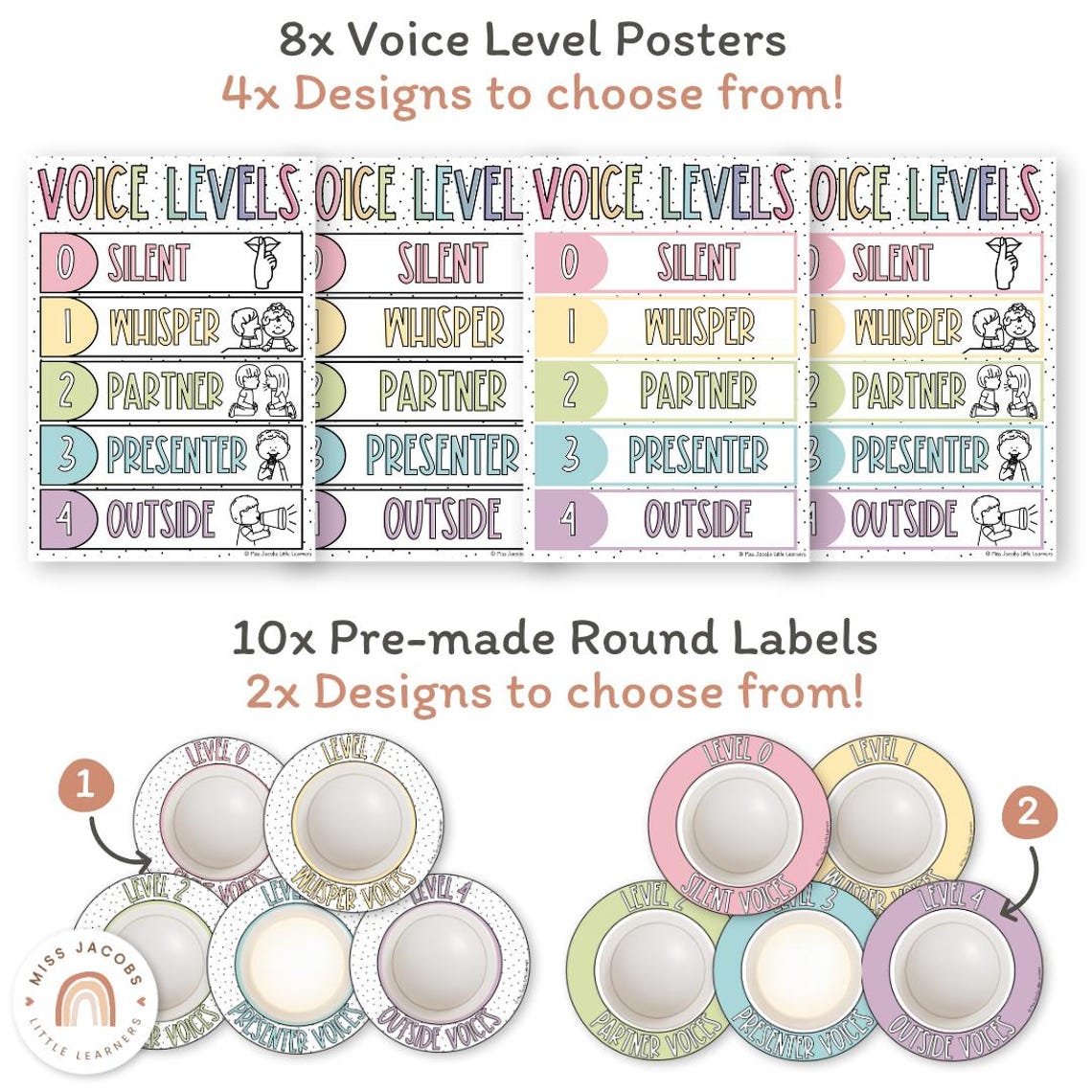 Voice Level Display | SPOTTY PASTELS Classroom Decor | Editable - Etsy