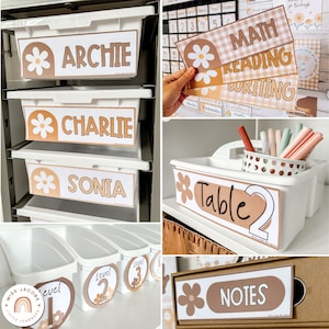 Classroom Supply Labels and Student Name Tags Bundle | Daisy Gingham ...