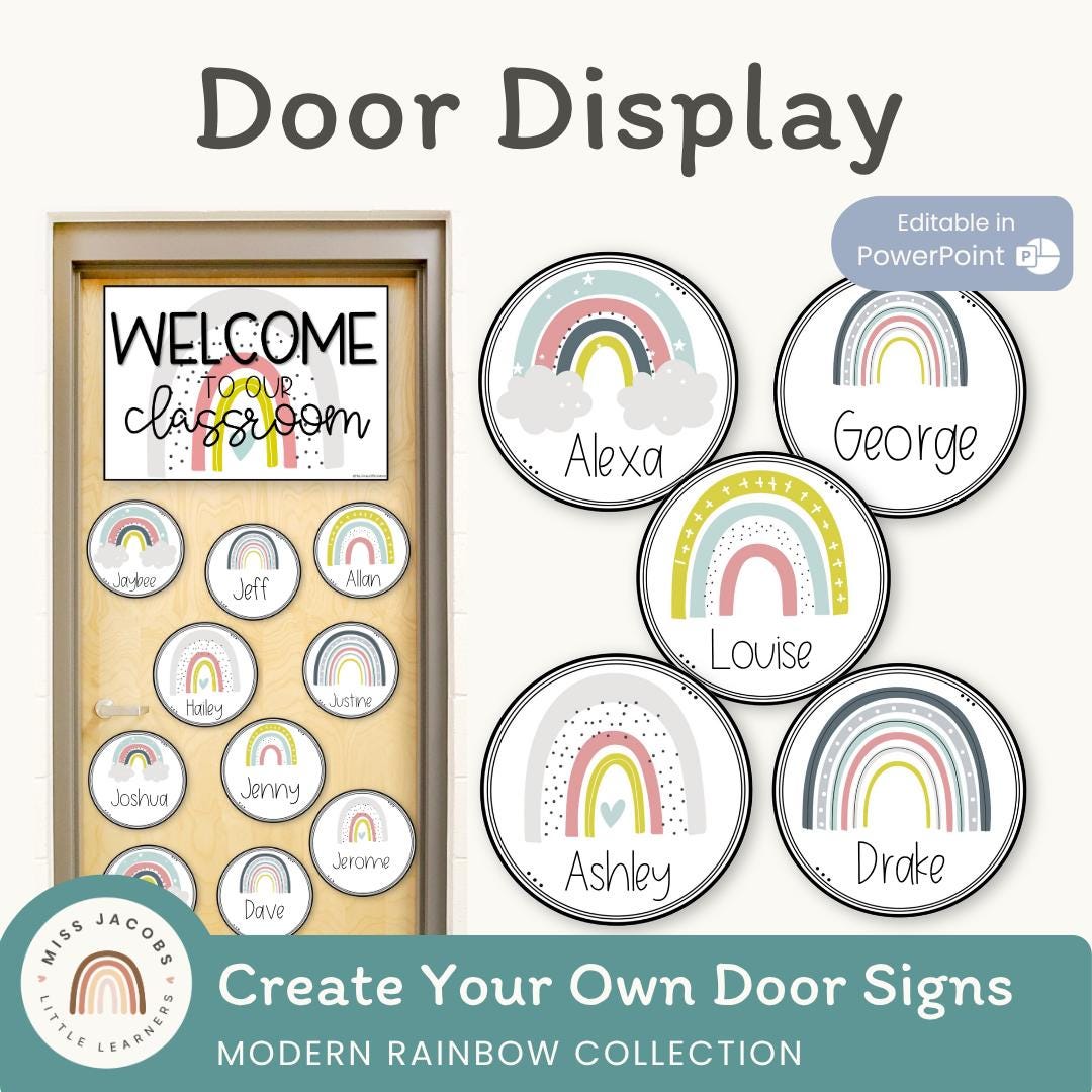 MODERN RAINBOW Door Display | Positive Affirmation Display | Editable ...