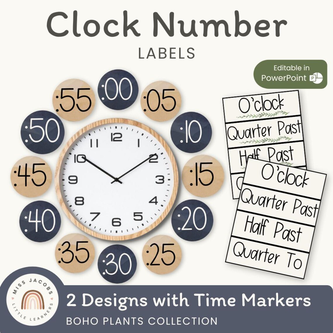 Modern Boho Clock Labels | Rustic Clock Numbers - Etsy