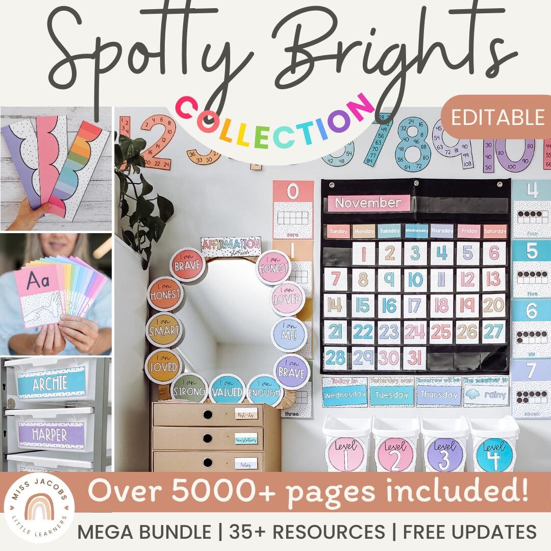 SPOTTY BRIGHTS Classroom Decor Bundle | Editable | Teacher Supplies ...
