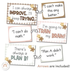 Modern Growth Mindset Display | Daisy Gingham Neutral Classroom Decor ...