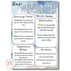 Editable Classroom Newsletter Templates | Modern Ocean Classroom Decor ...
