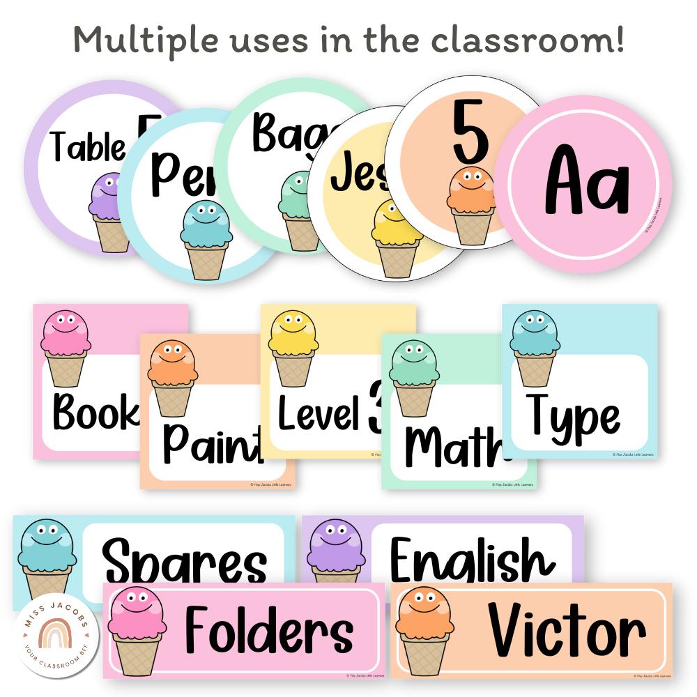 Pastel Ice Cream Classroom Decor Bundle, Editable Teacher Essentials ...