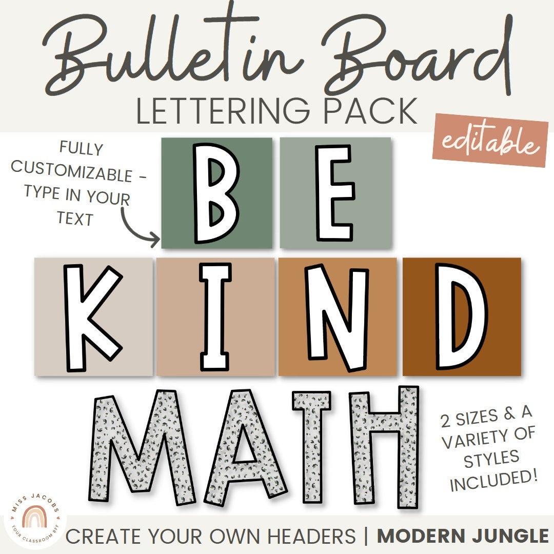 Bulletin Board Lettering Pack | EDITABLE | Modern Jungle Classroom ...