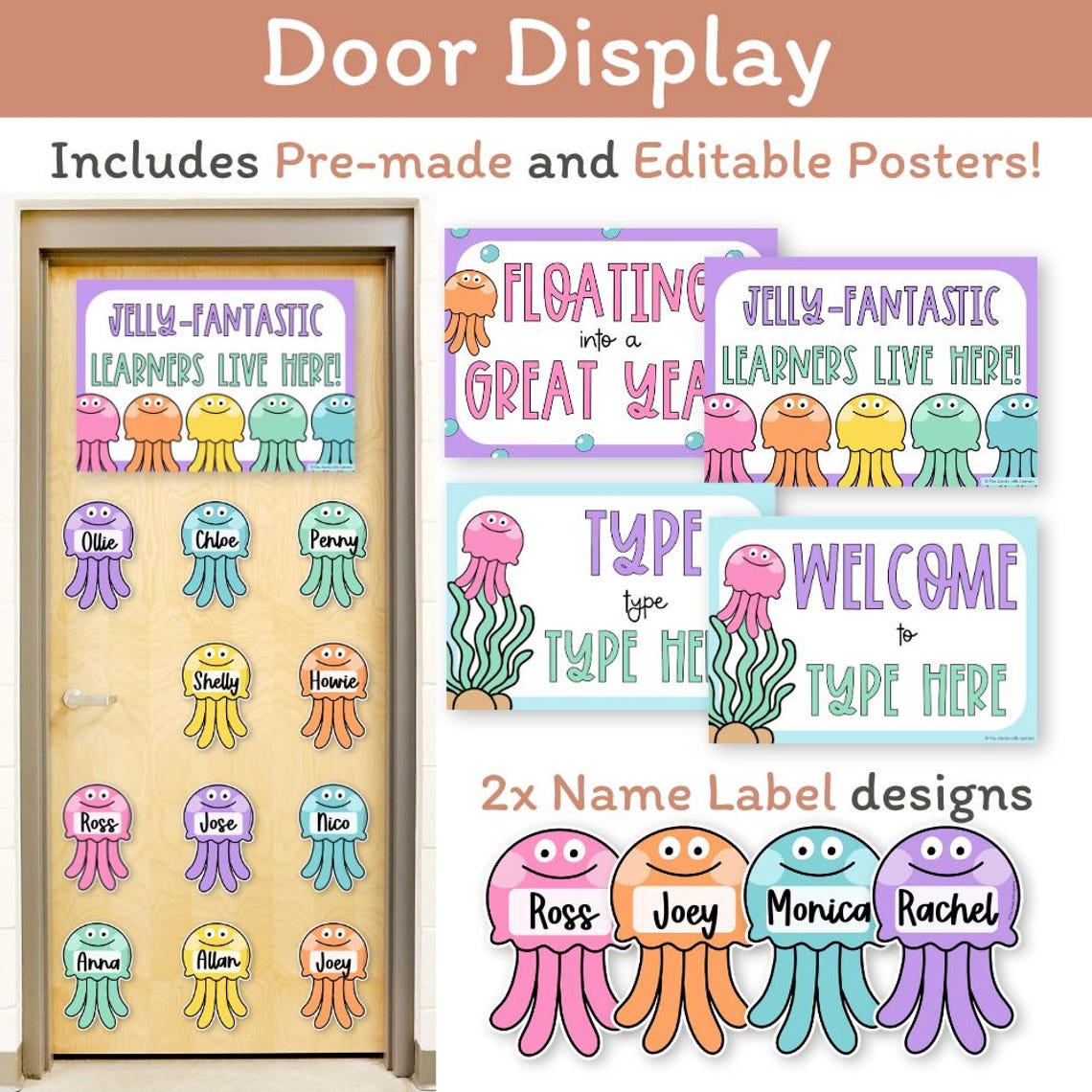 Ocean Jellyfish Classroom Decor Bundle, Calm Theme Pastel Teacher ...