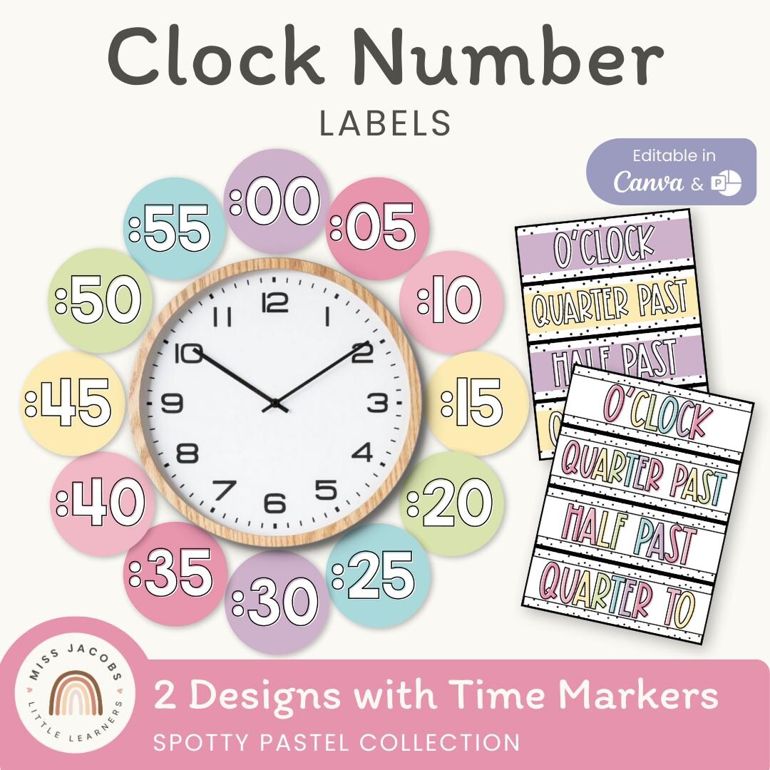 Clock Numbers | SPOTTY PASTELS - Etsy