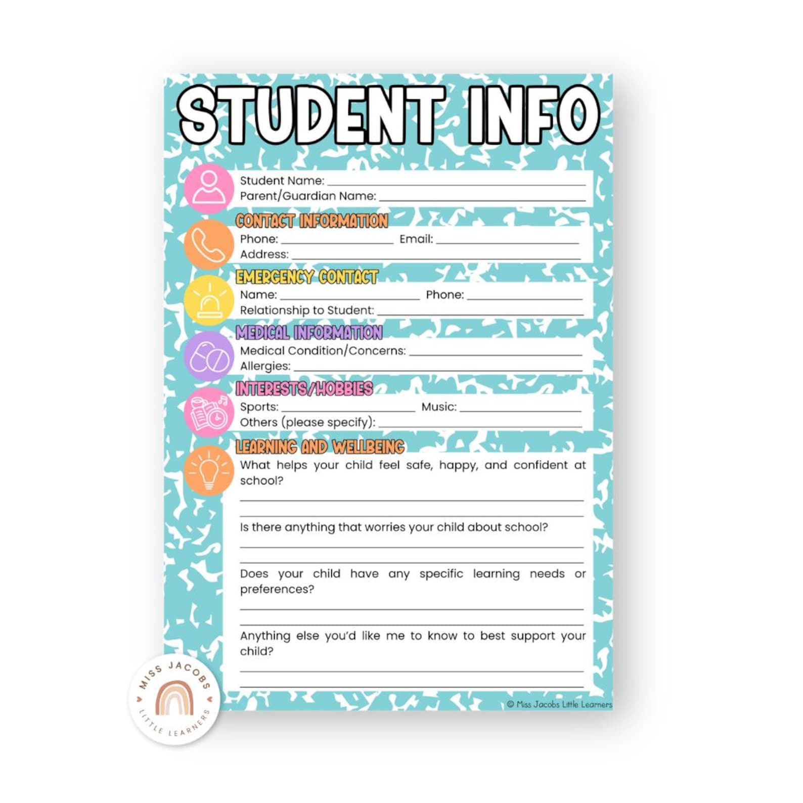 Cutesy Open House Forms Bundle, Editable Meet the Teacher Night Parent ...