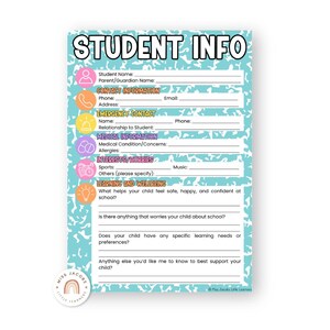 Cutesy Open House Forms Bundle, Editable Meet the Teacher Night Parent ...