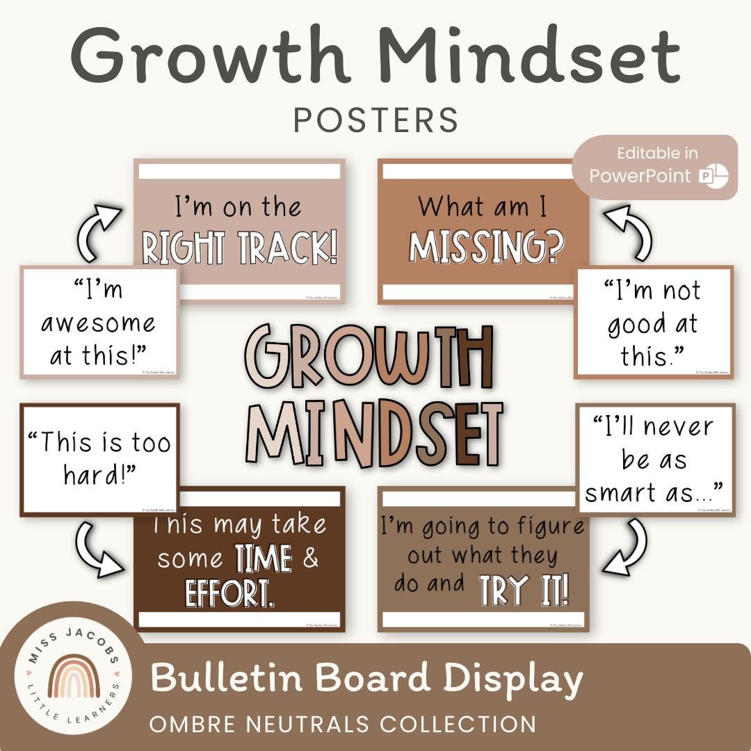 Modern Growth Mindset Display | Ombre Neutrals Classroom Decor ...