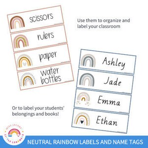 BOHO RAINBOW Classroom Labels & Student Desk Plates | Editable ...