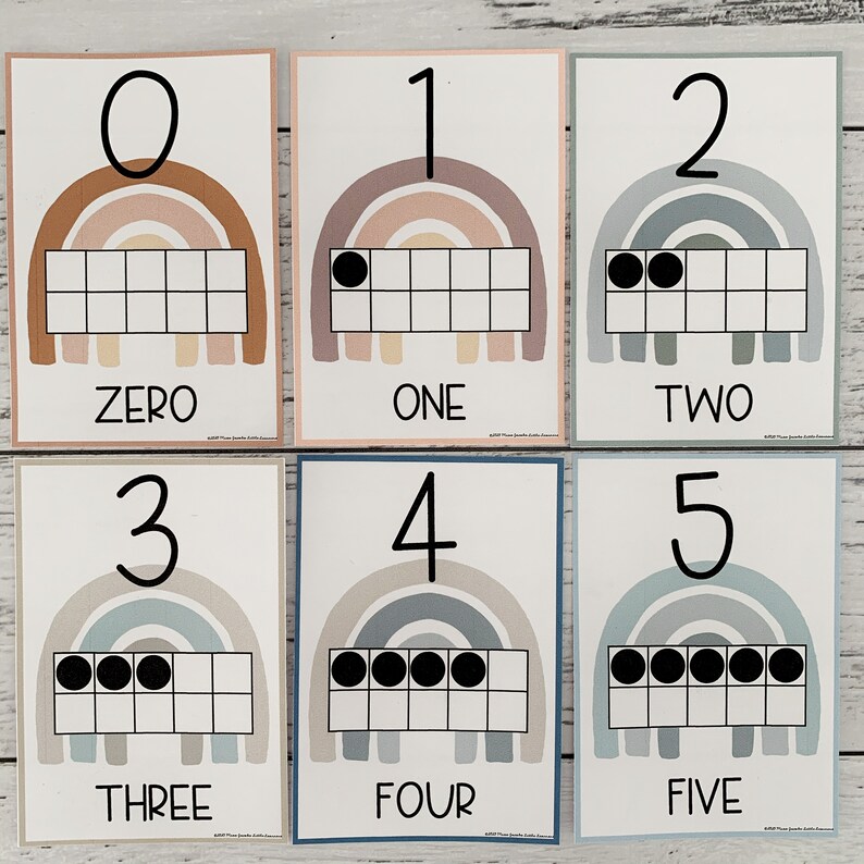 BOHO RAINBOW Number Posters Ten Frames Neutral Rainbow | Etsy