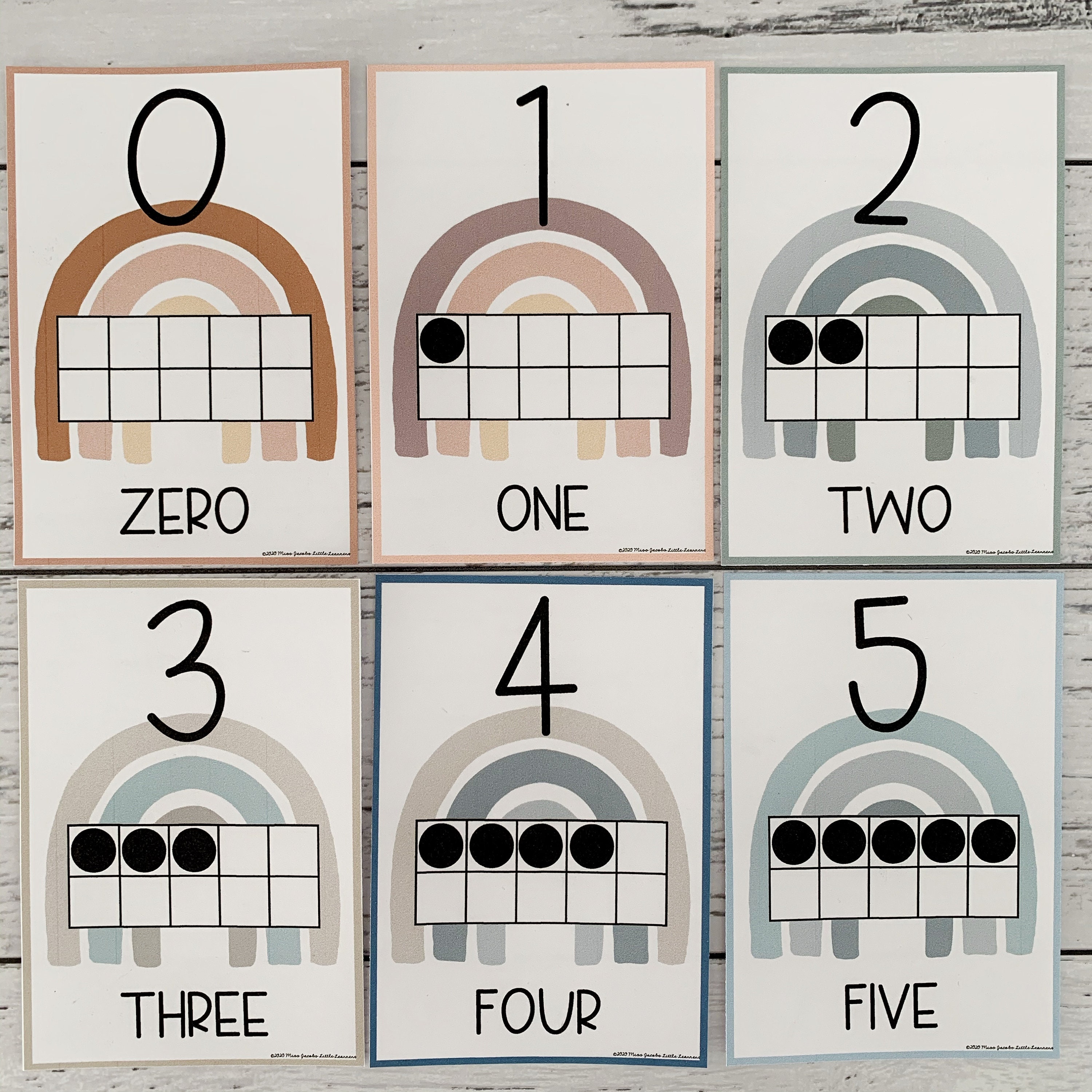 BOHO RAINBOW Number Posters Ten Frames Neutral Rainbow | Etsy