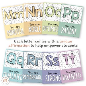 Spotty Pastel Affirmation Alphabet Posters, Rainbow Affirmations for ...