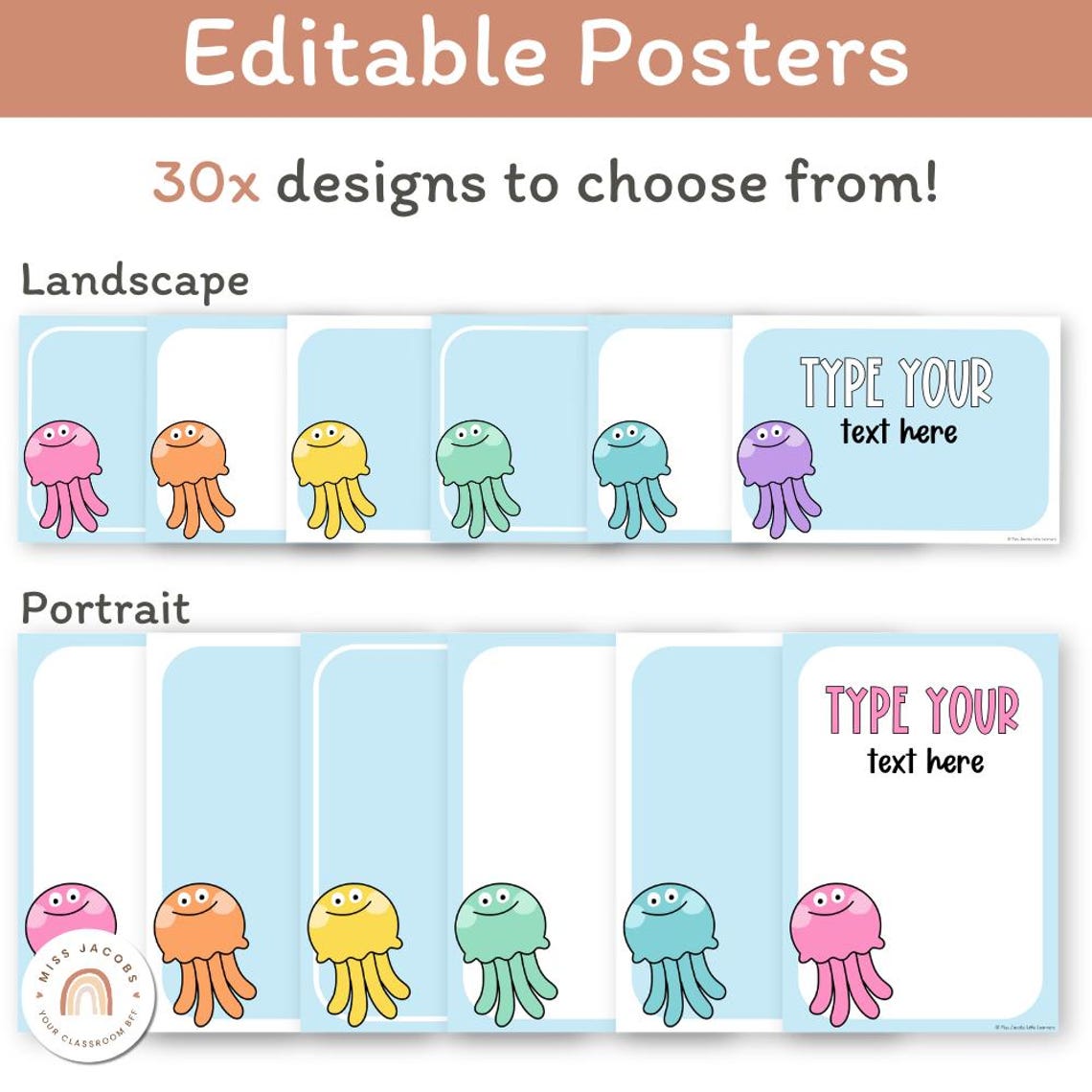 Ocean Jellyfish Classroom Decor Bundle, Calm Theme Pastel Teacher ...