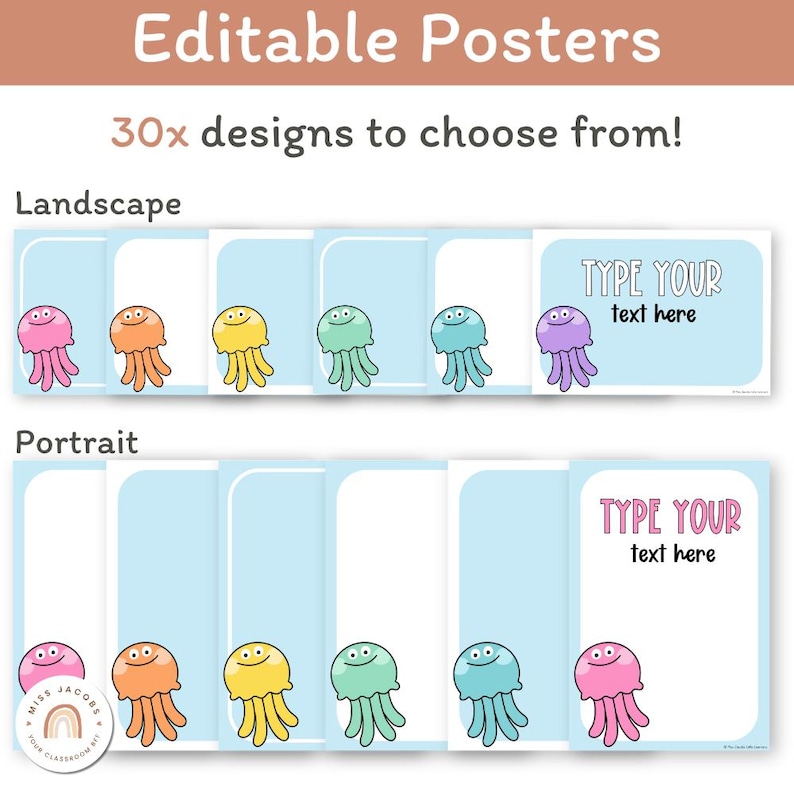 Ocean Jellyfish Classroom Decor Bundle, Calm Theme Pastel Teacher ...