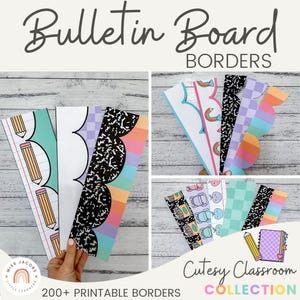 Cutesy Bulletin Board Borders, School Supplies Clipart Printable ...