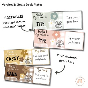 Student Name Tags and Goals Desk Plates Alphabet and - Etsy