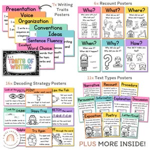 CUTESY English Classroom Posters Bundle (set of 12), Prek to Grade ...