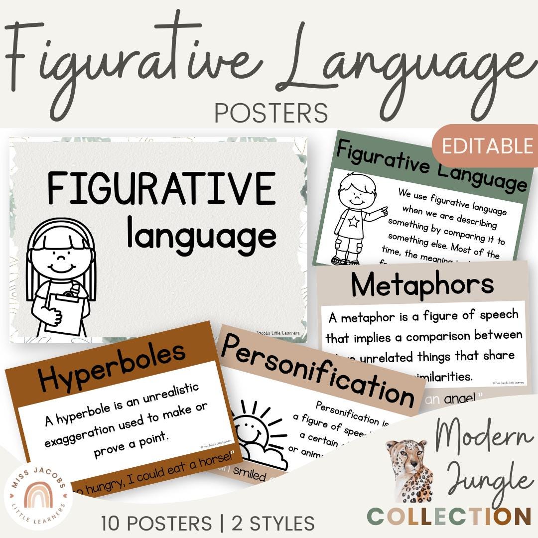 Earthy Figurative Language Posters, Printable ELA Anchor Charts ...