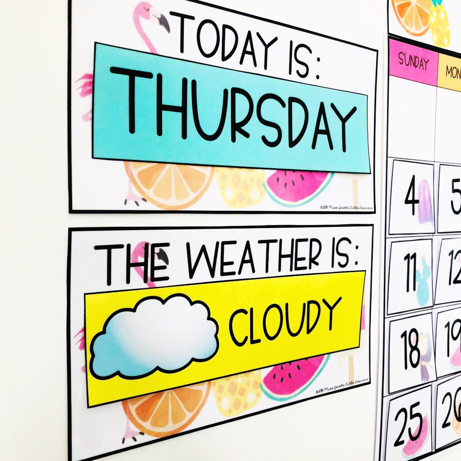 TROPICAL Classroom Calendar and Weather Display Tropical - Etsy