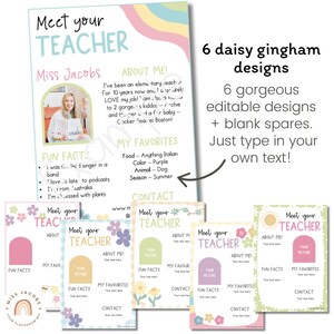 Meet the Teacher Templates Daisy Gingham Pastels Classroom Decor ...