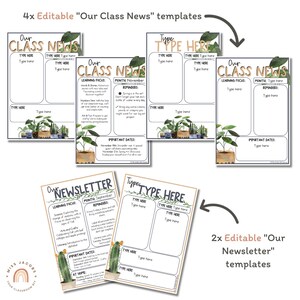 Classroom Newsletter Templates | Editable | Boho Plants Classroom Theme ...