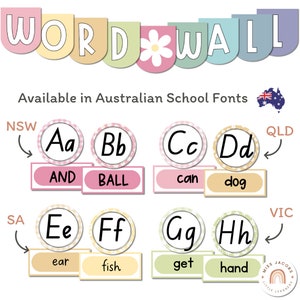 Alphabet Word Wall, Daisy Gingham Pastels Printable Alphabet Word ...