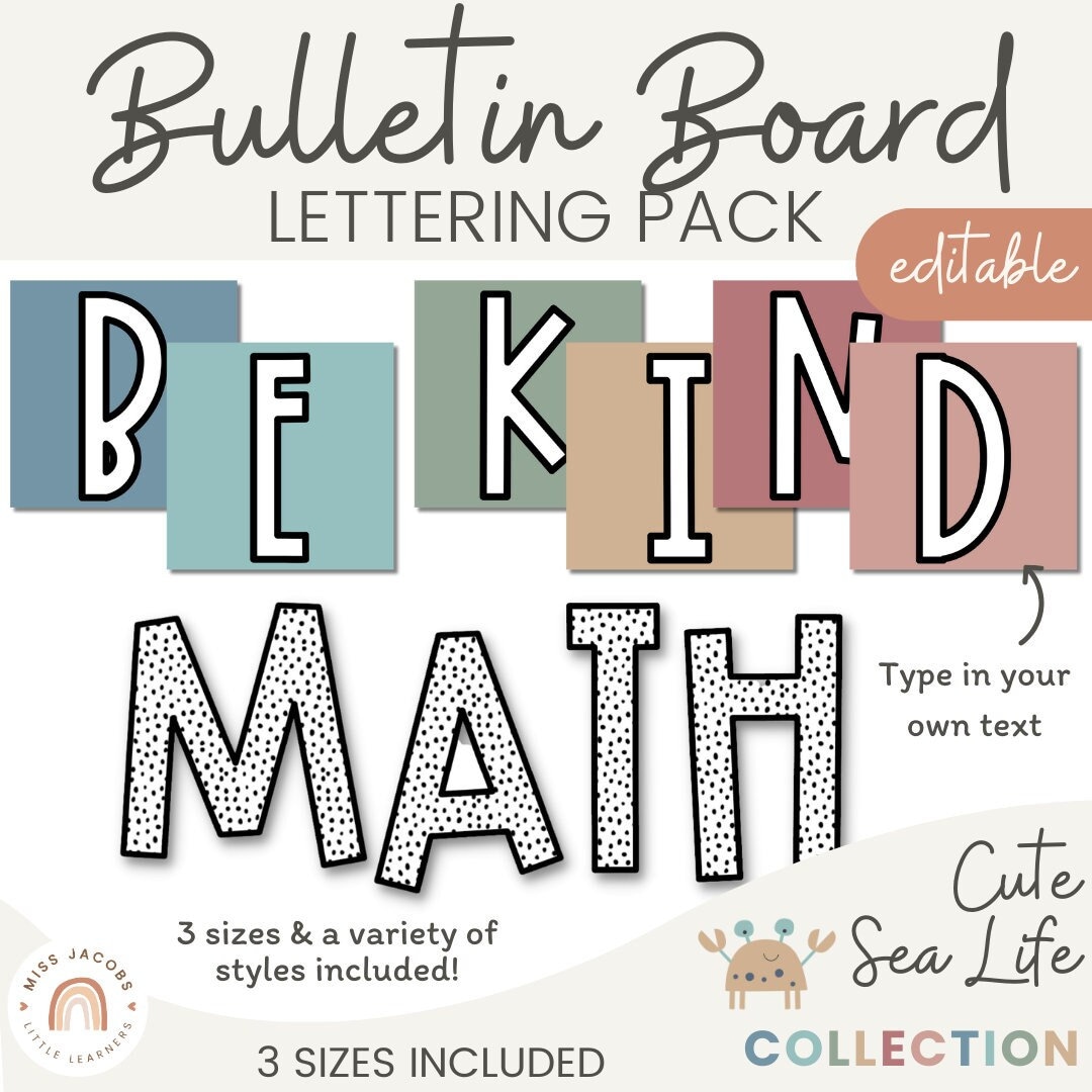 Bulletin Board Lettering Pack Cute Sea Life Classroom Decor Editable - Etsy