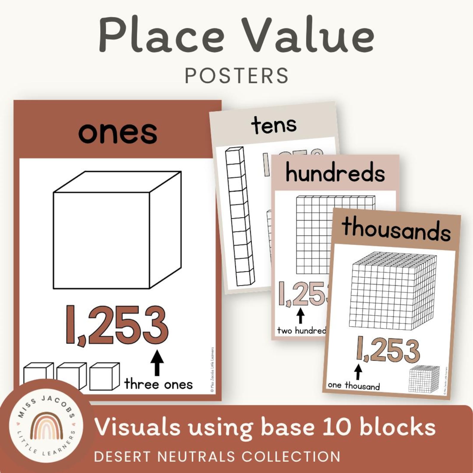 DESERT NEUTRAL Place Value Posters | Boho Vibes Classroom Decor - Etsy UK