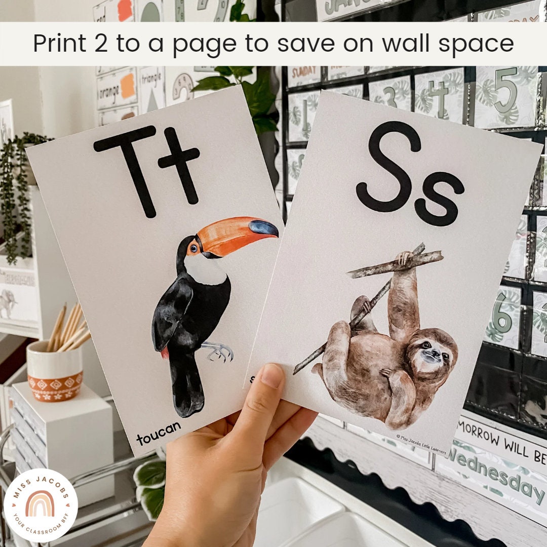 Alphabet Posters MODERN JUNGLE Editable Classroom Decor - Etsy