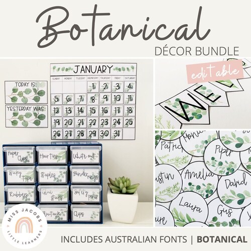 BOTANICAL Classroom Labels Editable Modern Farmhouse - Etsy Canada