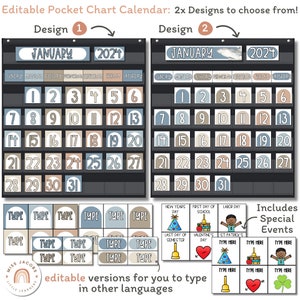 Classroom Calendar & Weather Pocket Chart Display | Modern Ocean ...