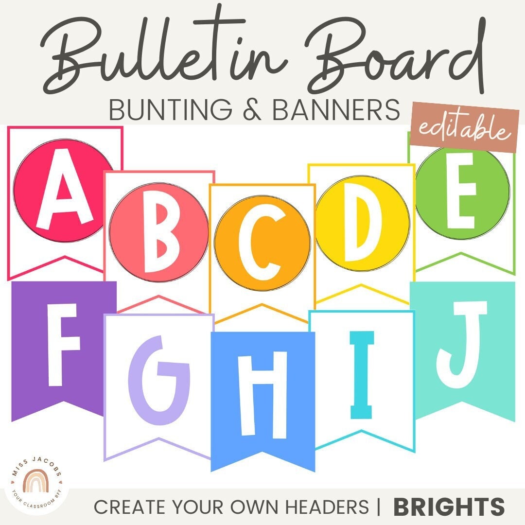 Bunting and Display Banners | BRIGHTS Classroom Decor - Etsy