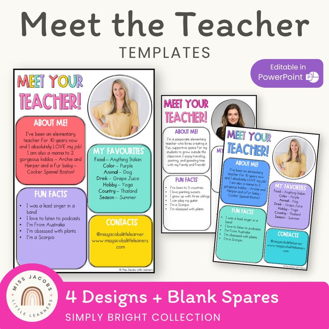 Meet the Teacher Templates | Editable BRIGHTS Decor - Etsy