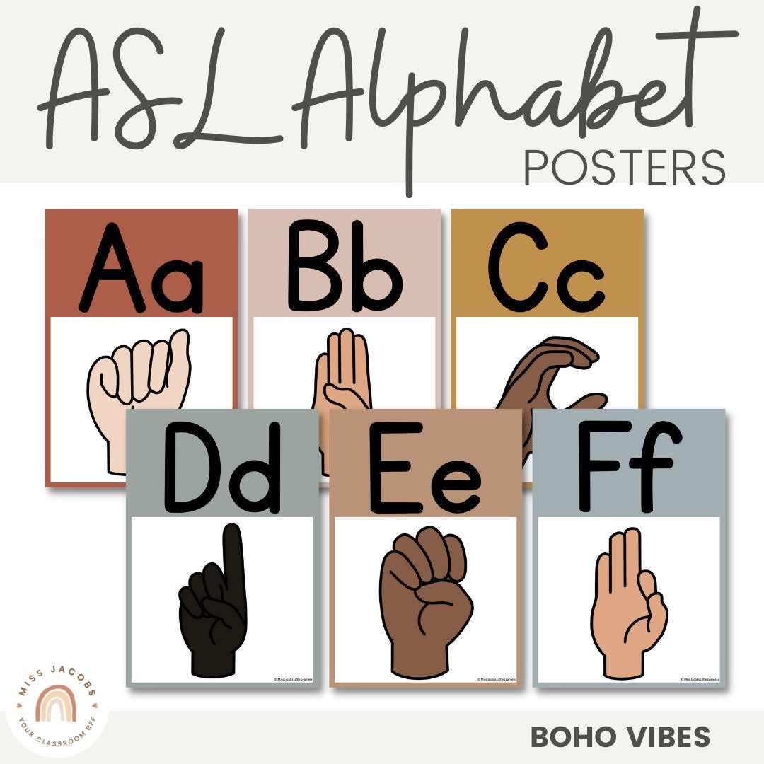 Desert Neutral ASL Alphabet Posters | Boho Vibes Classroom Decor ...