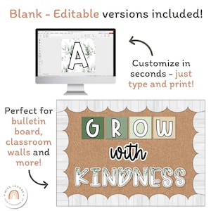 Bulletin Board Letters Set, Botanical Printable Alphabet & Numbers ...